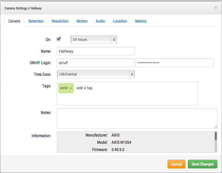 Enabling Axis Onvif Support