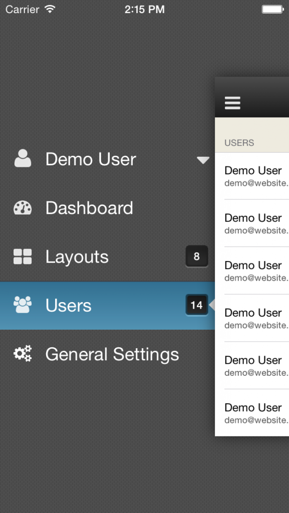 New Mobile Side Menu