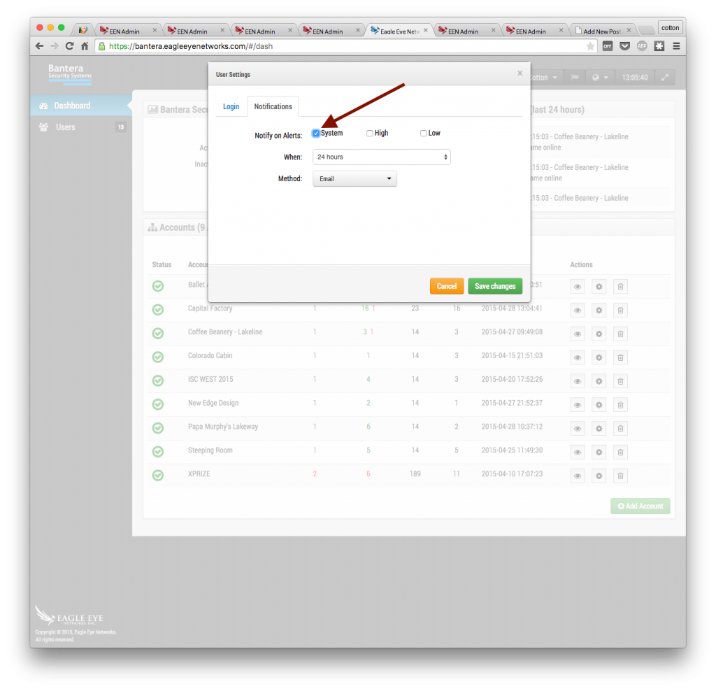 Enabling System Notifications