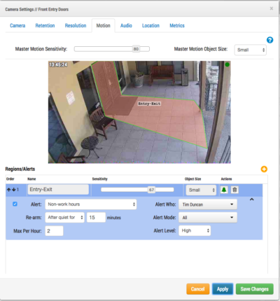 Adjusting Motion Settings | Eagle Eye Networks